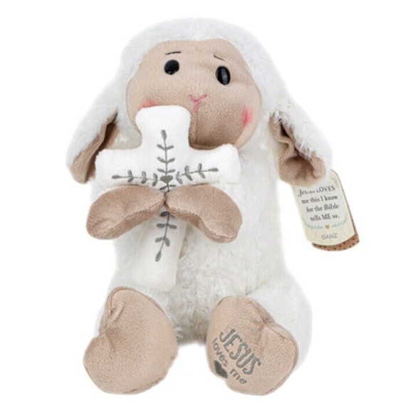GANZ | Toys | Ganz Plush Jesus Loves Me Lamb Holding Cross 4 Baptism ...